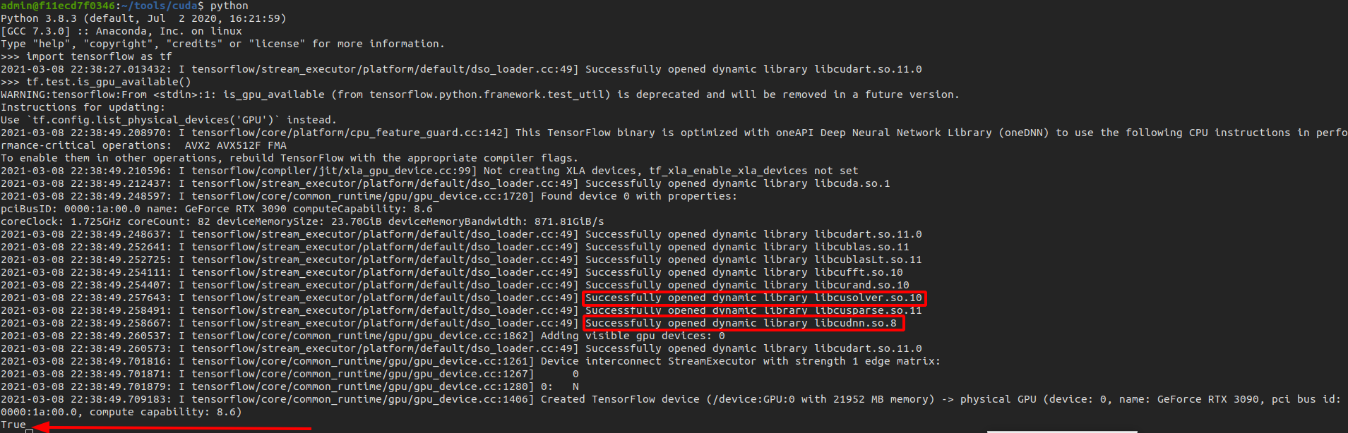 Tensorflow 缺少 libcusolver.so.10 和 libcudnn.so.8 两个库的解决办法-CSDN博客