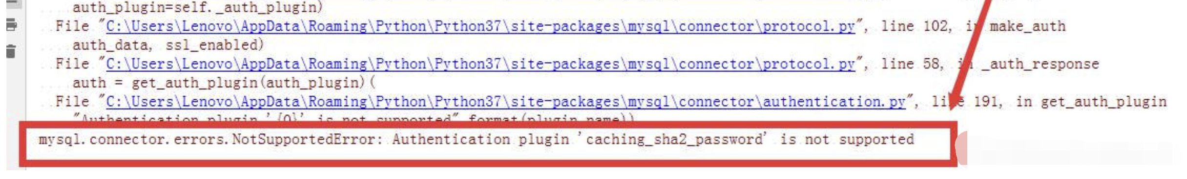 SQLAlchemy 报错 NotSupportedError: Authentication plugin ‘caching_sha2_password’ is not supported ...