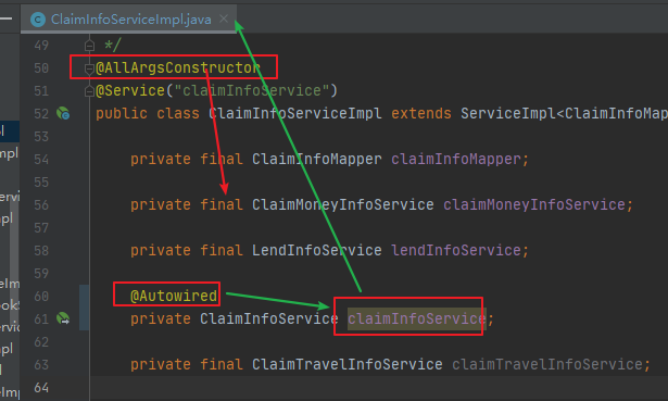 The dependencies of some of the beans in the application context form a cycle:_service the ...