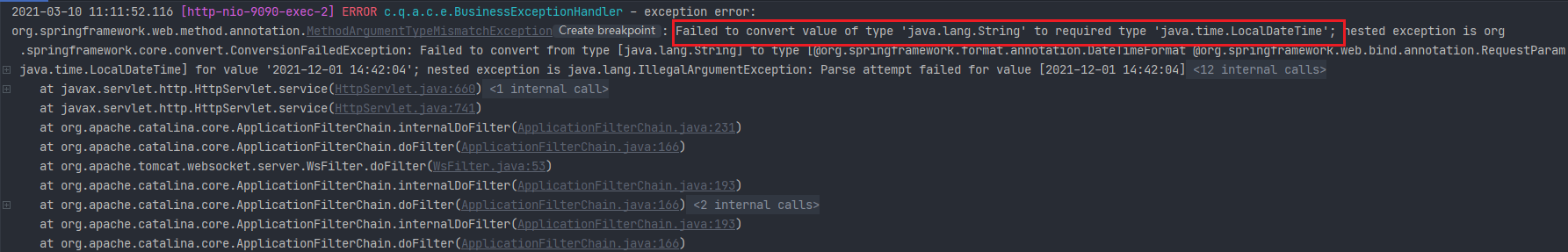 后台LocalDateTime参数的接收问题（Failed to convert value of type ‘java.lang.String‘ to required type ‘java ...