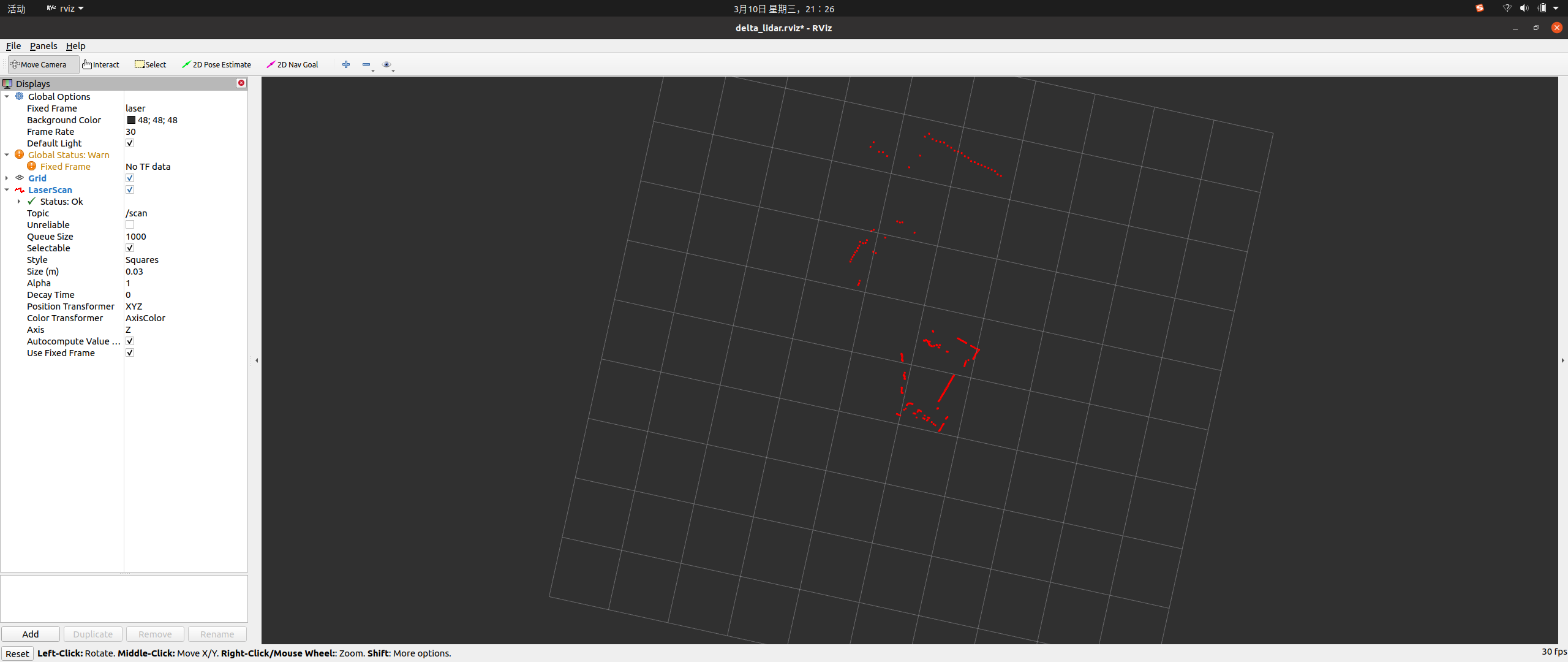 [ROS学习笔记1]在RViz中查看激光雷达数据_rivz显示激光雷达数值-CSDN博客