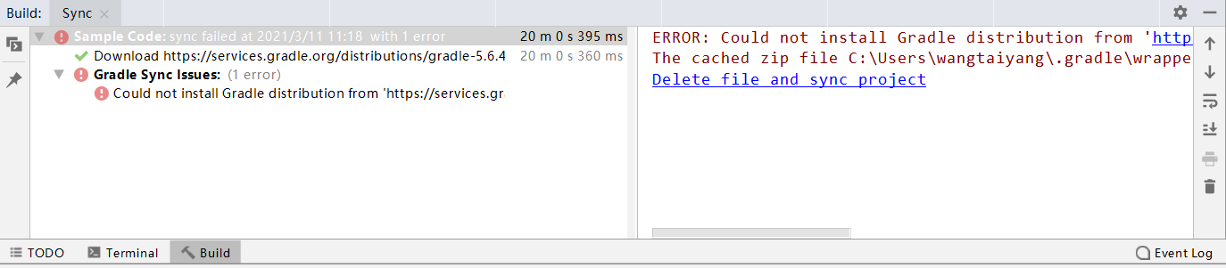 Android Studio 3.5报错，无法从‘https://services.gradle.org/distributions ...