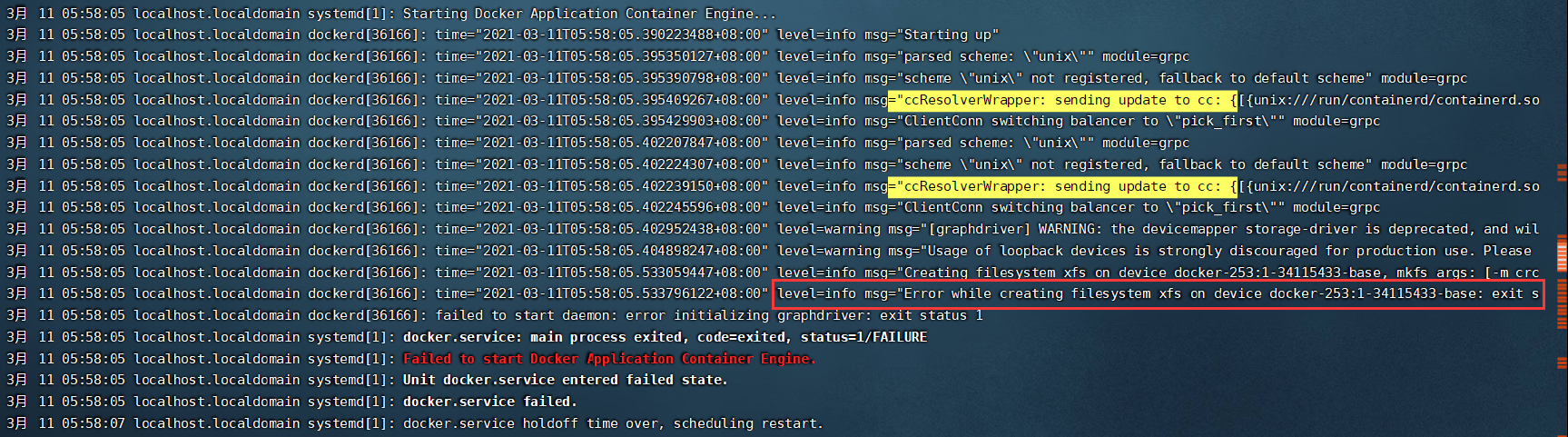 Centos7下安装docker报“failed To Start Docker Application Container Engine
