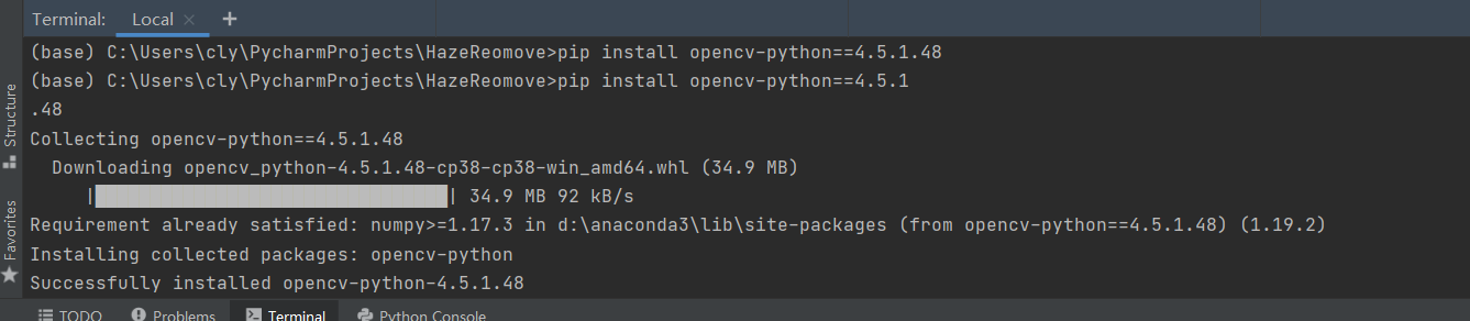 win10 Pycharm配置opencv-python 4.5.1.48流程-python≥3.6-CSDN博客