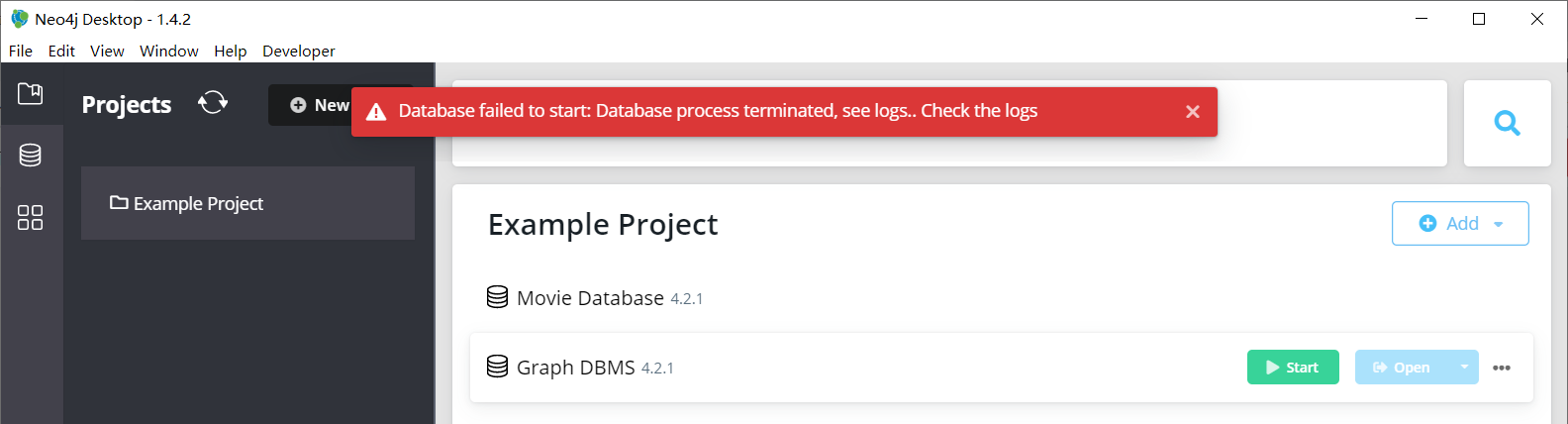 Neo4j Desktop password change failure以及Database failed to start_database failed to start: db ...