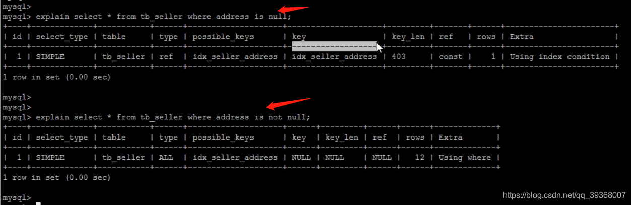 Is Null , Is Not Null 有时索引失效 In 走索引, Not In 索引失效 单列索引和复合索引 查看索引使用情况is Null Is Not Null