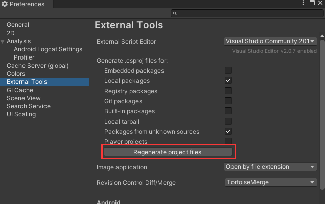 Unity VS 中丢失package或程序集丢失代码提示或报错_unity2019没有regenerate projectfiles-CSDN博客