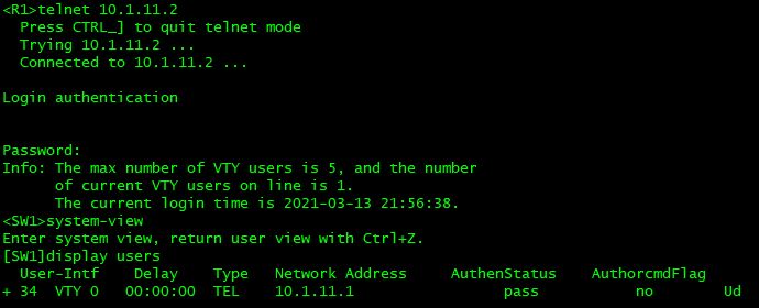 通过Telnet功能远程登陆管理华为设备_r3只能由r1通过telnet的方式远程访问,账号密码自拟-CSDN博客