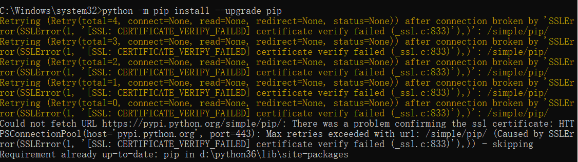 pip安装包以及更新报错Could not fetch URL ：There was a problem confirming the ssl certificate-CSDN博客