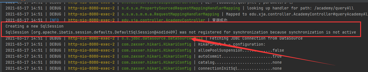 Creating a new SqlSession SqlSession [org.apache.ibatis.session.defaults.DefaultSqlSession ...