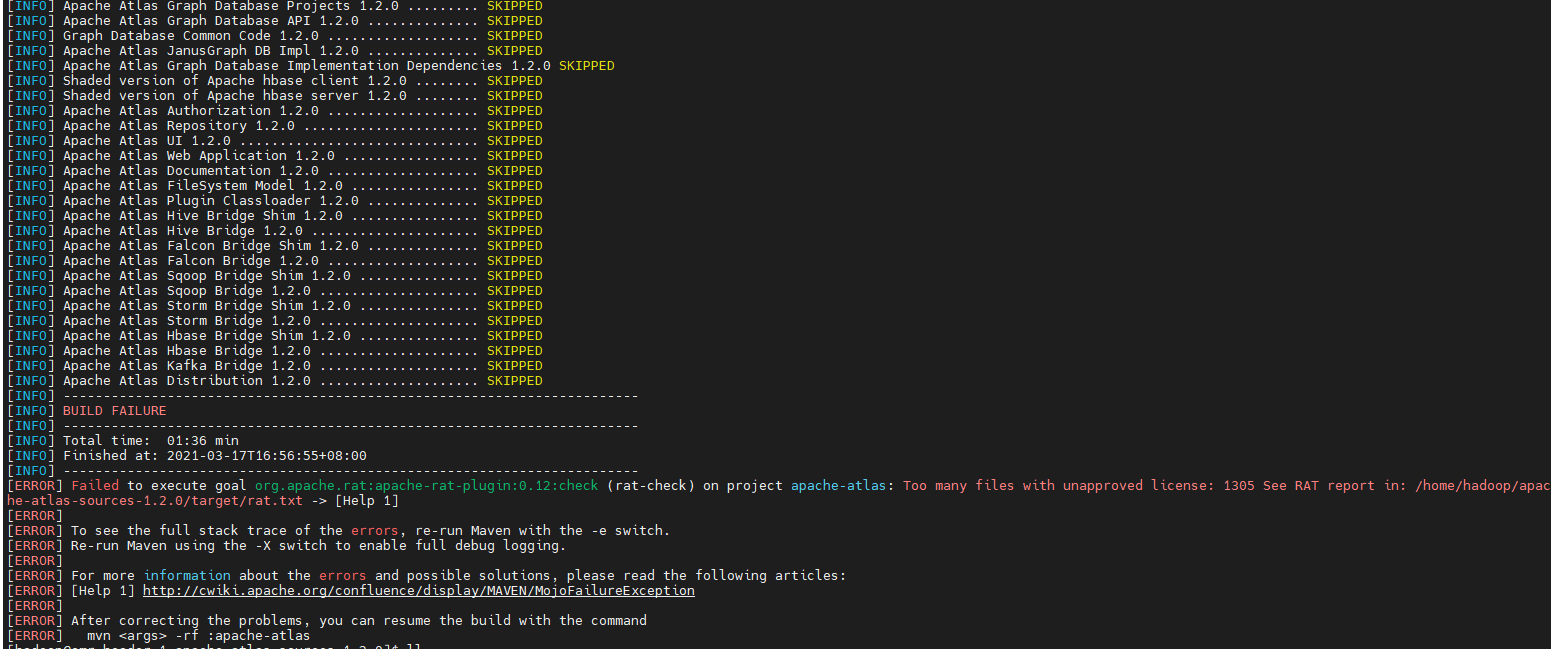 解决org.apache.rat:apache-rat-plugin:0.8:check (default) on project hbase: Too many unapproved ...