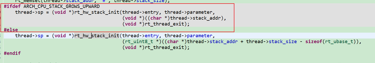 关于rt_hw_stack_init()函数的参数选择(char *)thread-＞stack_addr + thread-＞stack_size - sizeof(rt_ubase_t)的 ...