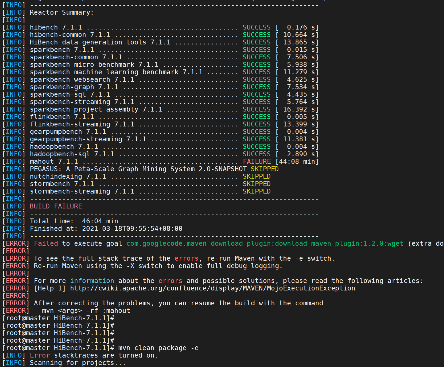 Hibench 7.1 mvn 编译时 mahout 报错_hibench编译失败-CSDN博客