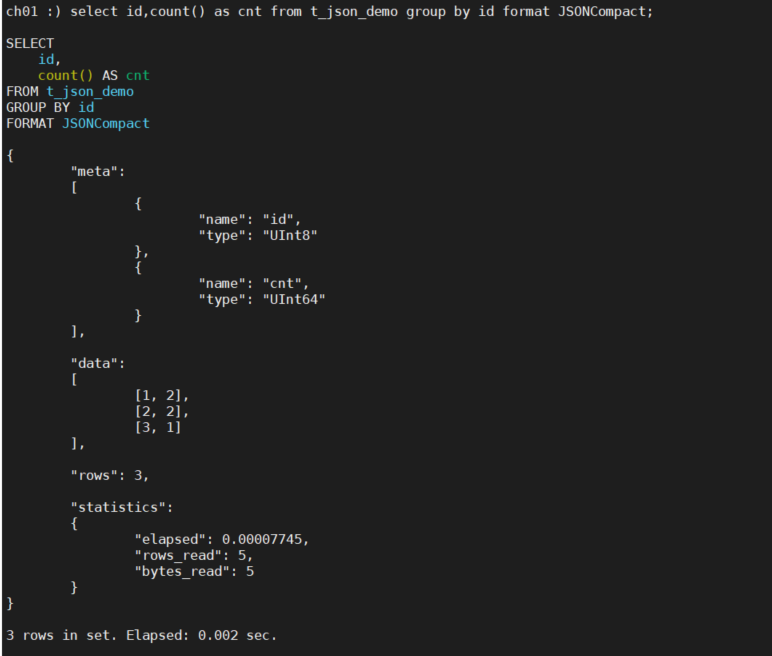 clickhouse输入输出格式之JSON系列【JSON、JSONCompact和JSONEachRow】-CSDN博客