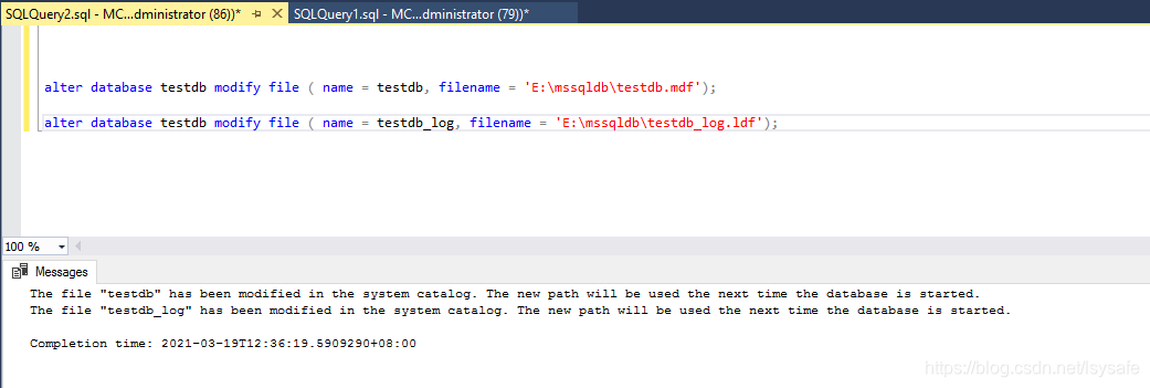 Mssqlserver 2019修改数据库文件存放路径的简单实现 Sqlserver2019永久更改数据库文件路径 Csdn博客