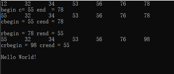 Vector学习之迭代器begin End Cbegin Cend Rbegin Rend Rcbegin Rcend 