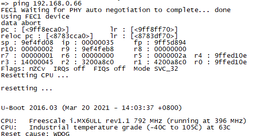 设置好uboot网络地址后，ping主机时，uboot重启_uboot中使用ping直接重启-CSDN博客