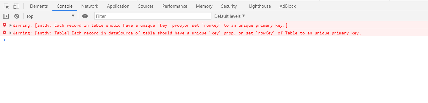 antdv: Each record in table should have a unique `key` prop,or set `rowKey` to an unique primary ...