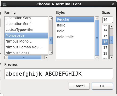 Default fonts and size settings of Terminal and GVIM under Linux - Programmer Sought