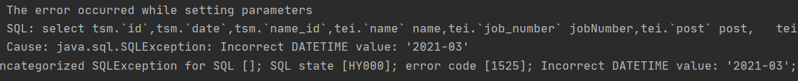 Datetime类型数据的查询问题cause Javasqlsqlexception Incorrect Datetime Value ‘2021 01‘ Csdn博客 5298