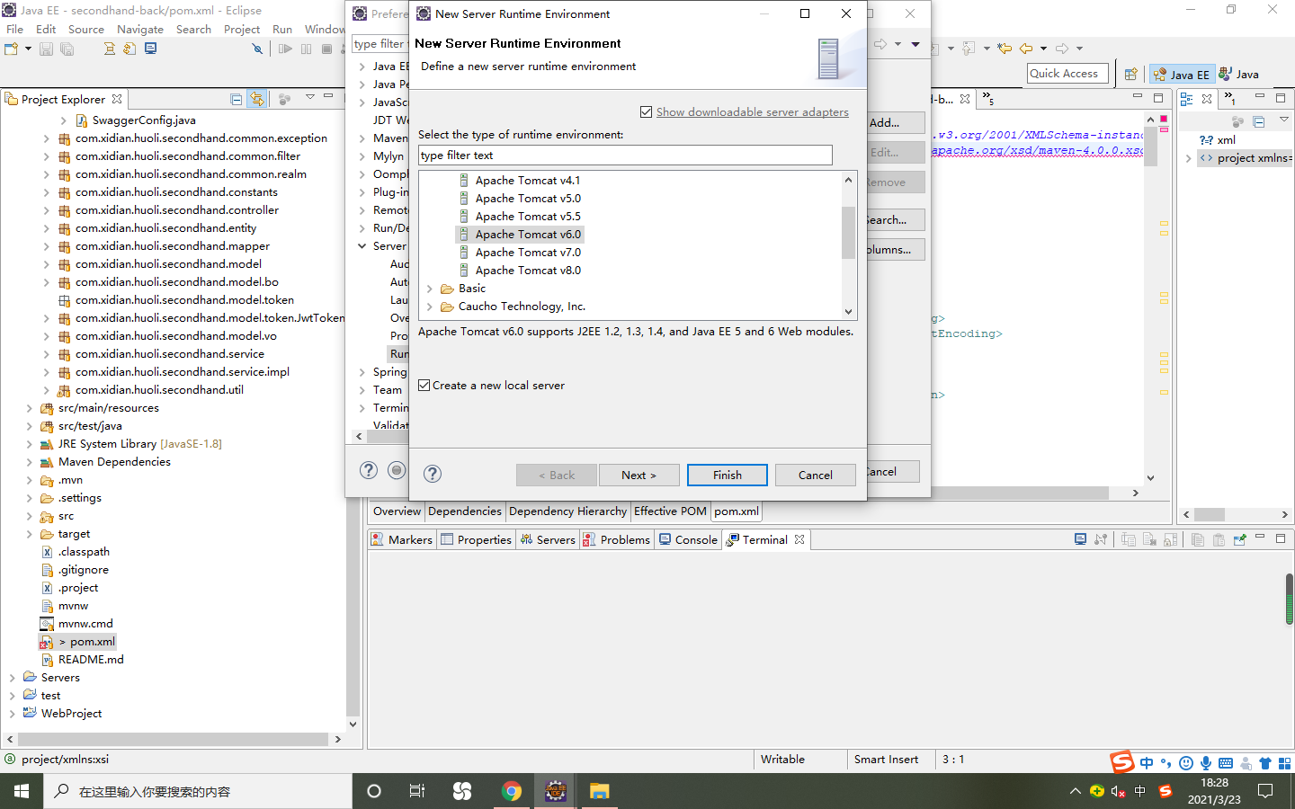当eclipse-mars导入maven项目时pom文件出现Failure to transfer org.apache.tomcat.embed:tomcat-embed-websocket ...