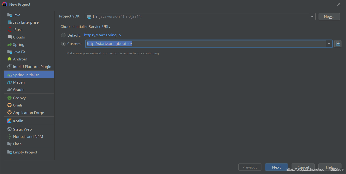 Idea使用spring Initializr 创建springboot项目超时问题解决办法 在idea创建springboot 显示加载超时