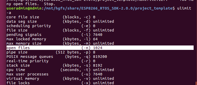 ubuntu 编译esp8266工程 出现Makefile:127: *** Too many open files. Stop.问题_*** too many open files ...