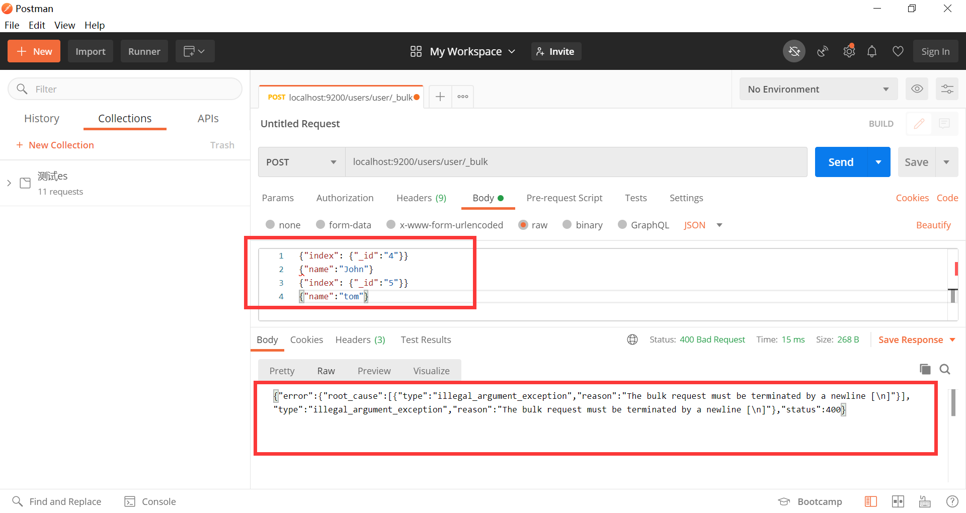 使用Postman操作es的_bulk批量导入操作_es从postman批量导入数据-CSDN博客