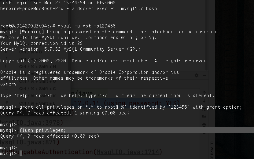 Docker容器下mysql数据库权限Access denied for user ‘‘@‘172.17.0.1‘ (using password: YES)_docker 1045 ...