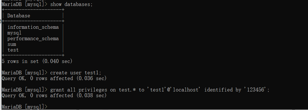最完整的MySQL、MariaDB创建用户，设置密码、设置各种权限语法演示，超简单_mariadb数据库在表中创建两个用户分别为user1.男、graduate,user.2女、bac-CSDN博客