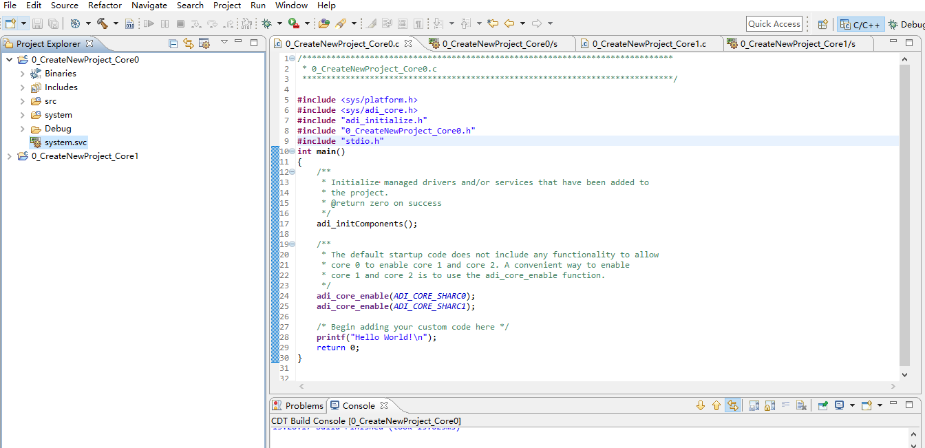 CrossCore Embedded Studio——看一下新建的工程都有些什么（二）_crocess core embeded studio-CSDN博客