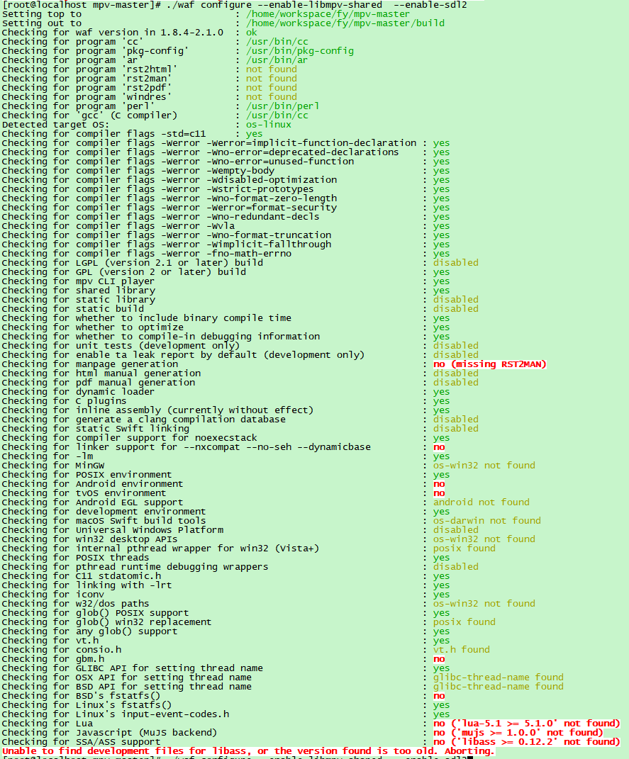 mpv编译过程记录_unable to find development files for libass, or th-CSDN博客