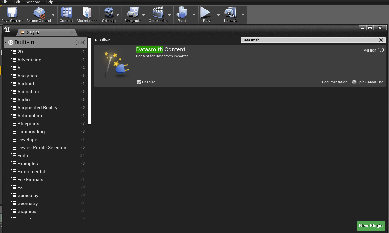 UE4 在4.19-23版本安装Datasmith插件_datasimth插件不能点击-CSDN博客