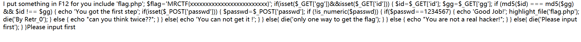 [MRCTF2020]Ez_bypass 1_if (md5($id) === md5($gg) && $id !== $gg)-CSDN博客