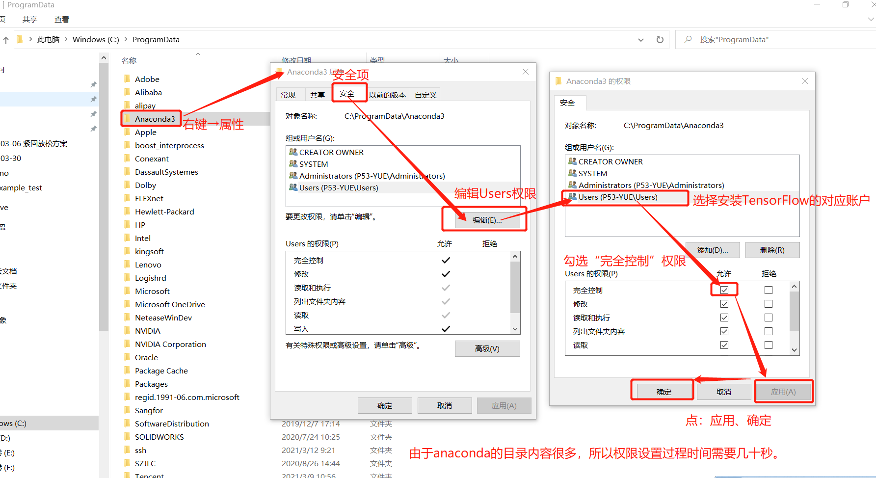Tensorflow安装问题 Environmenterror [winerror 5] 拒绝访问。 User Option Or Check The Permissions