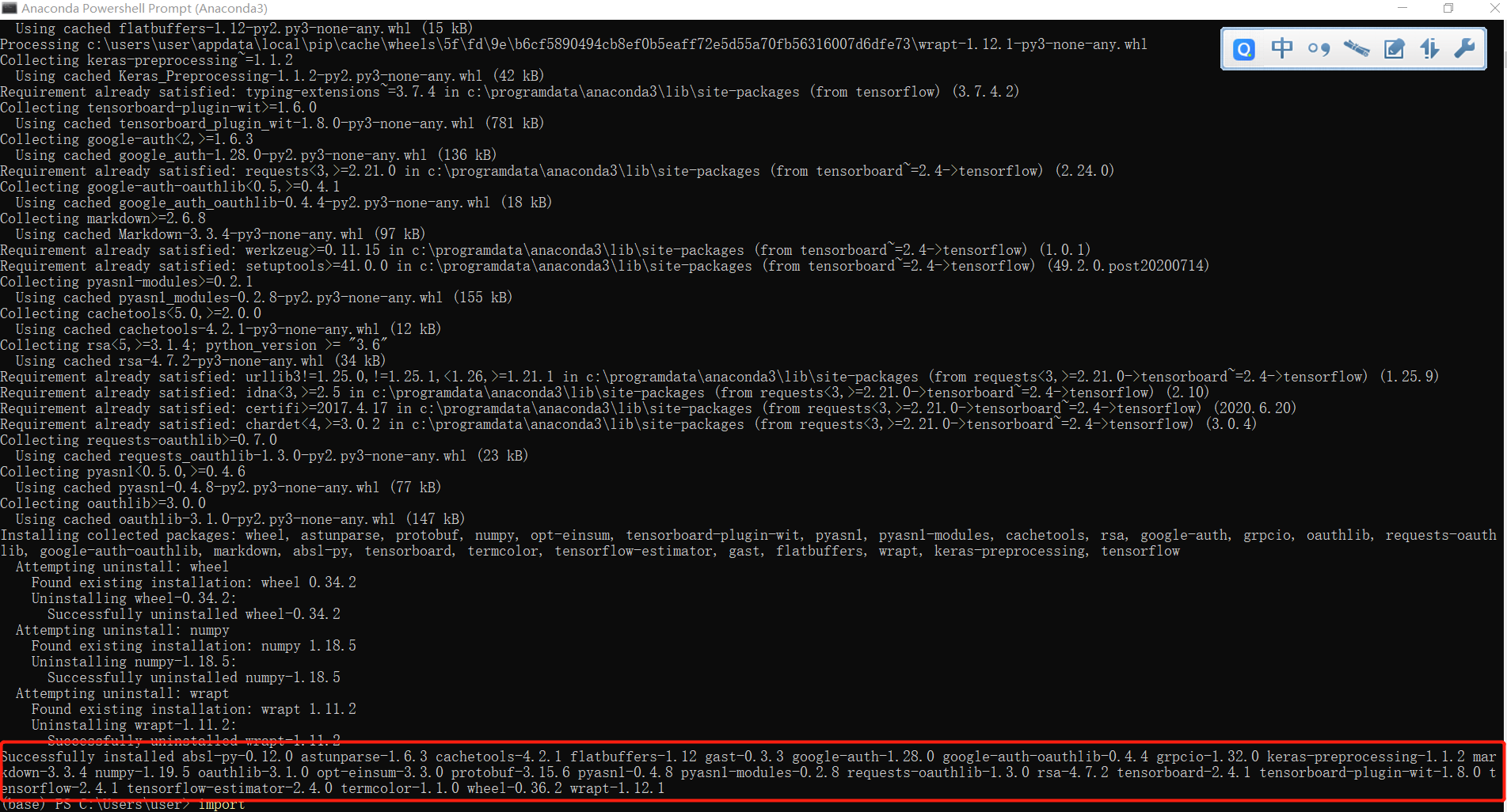 Tensorflow Installation Problem EnvironmentError: [Winerror 5] Refused access. --user option or ...