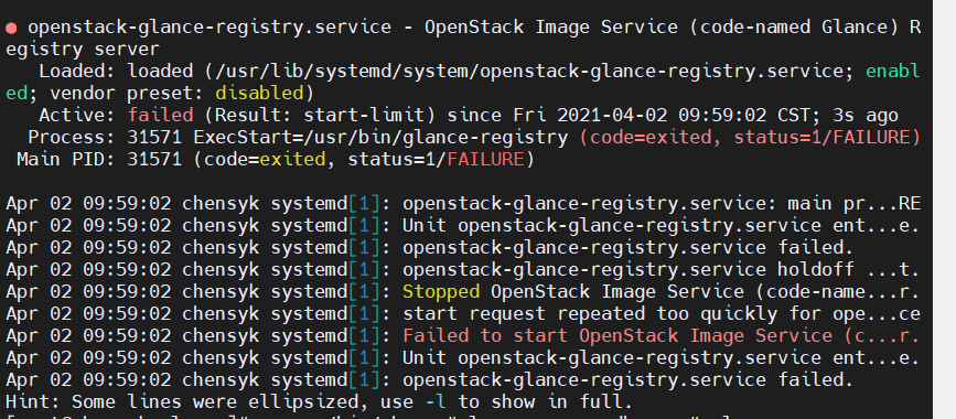 openstack配置glance镜像，写入镜像服务数据库时报错：Failed to open some config files: /etc/glance/glance-registry ...
