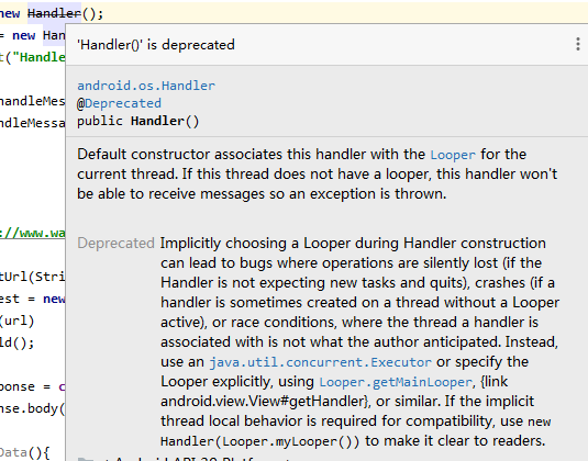 安卓新版本handle过期deprecated警告解决方法_android handler deprecated-CSDN博客