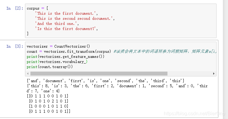 Sklearn Countvectorizer提取的词频矩阵的表示 Sklearn中将文本提取转换后的矩阵含义 Csdn博客