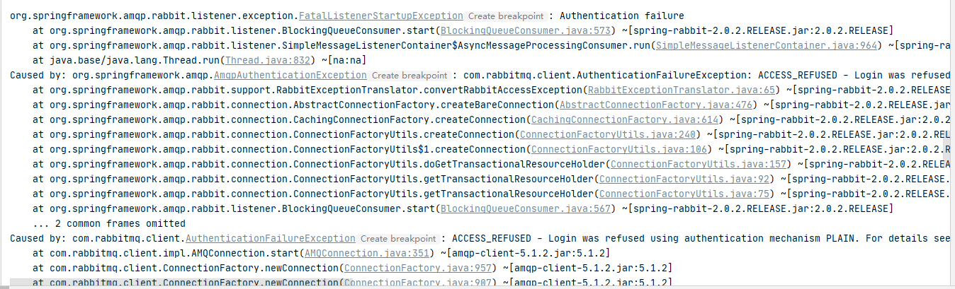 Springboot 集成rabbitmq报错 - ACCESS_REFUSED - Login was refused using authentication mechanism ...
