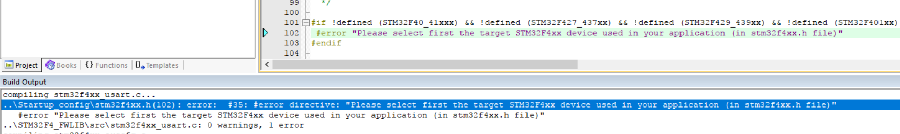 Please select first the target STM32F4xx device used in your application (in stm32f4xx.h file ...