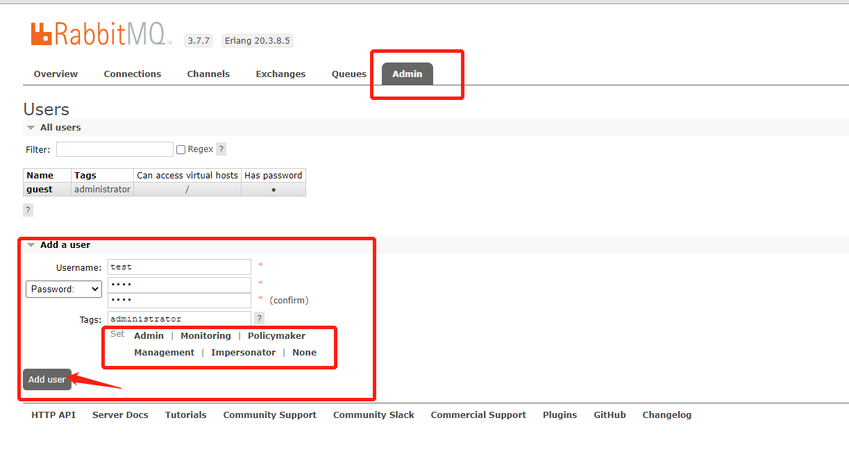 （三）RabbitMQ管理界面使用——用户权限vhost等设置_admin处添加vhost-CSDN博客