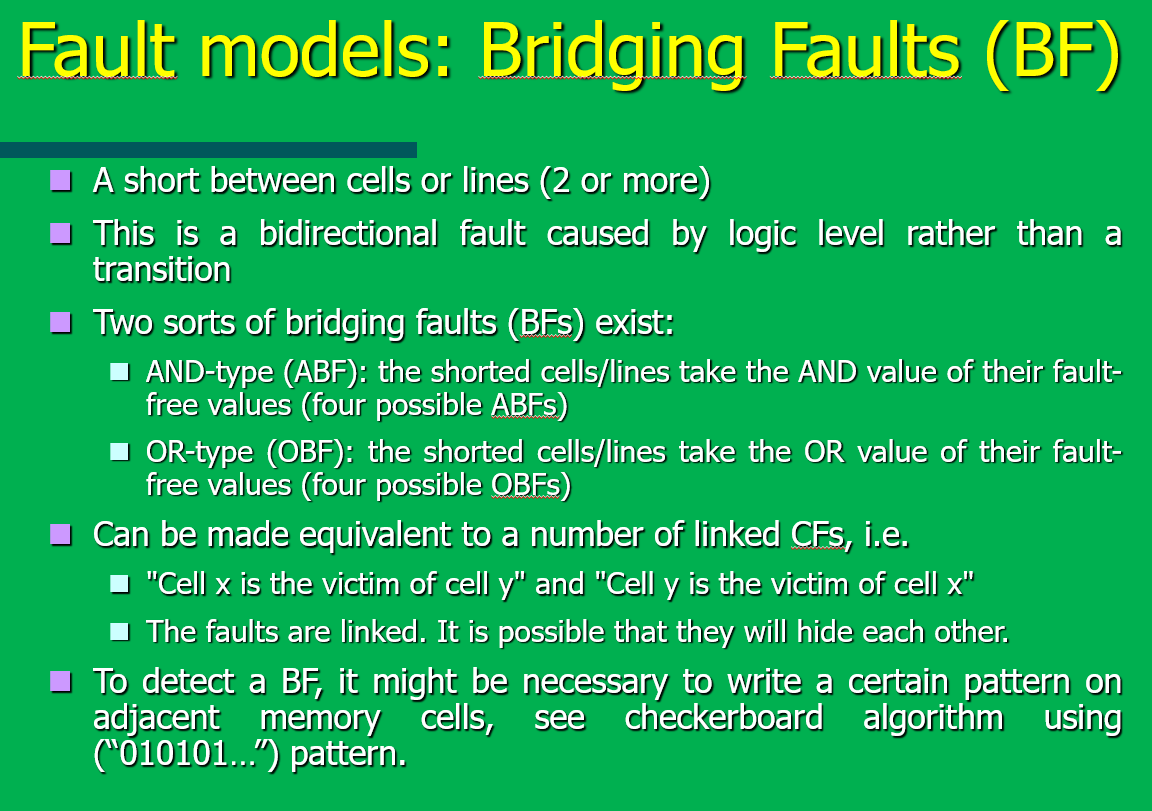 Memory testing 8----Fuctional RAM Modle------Bridging Fault (BF)_and ...