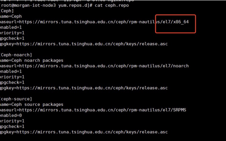 YUM error: Failure: repodata / repomd.xml from ceph: [errno 256] no ...