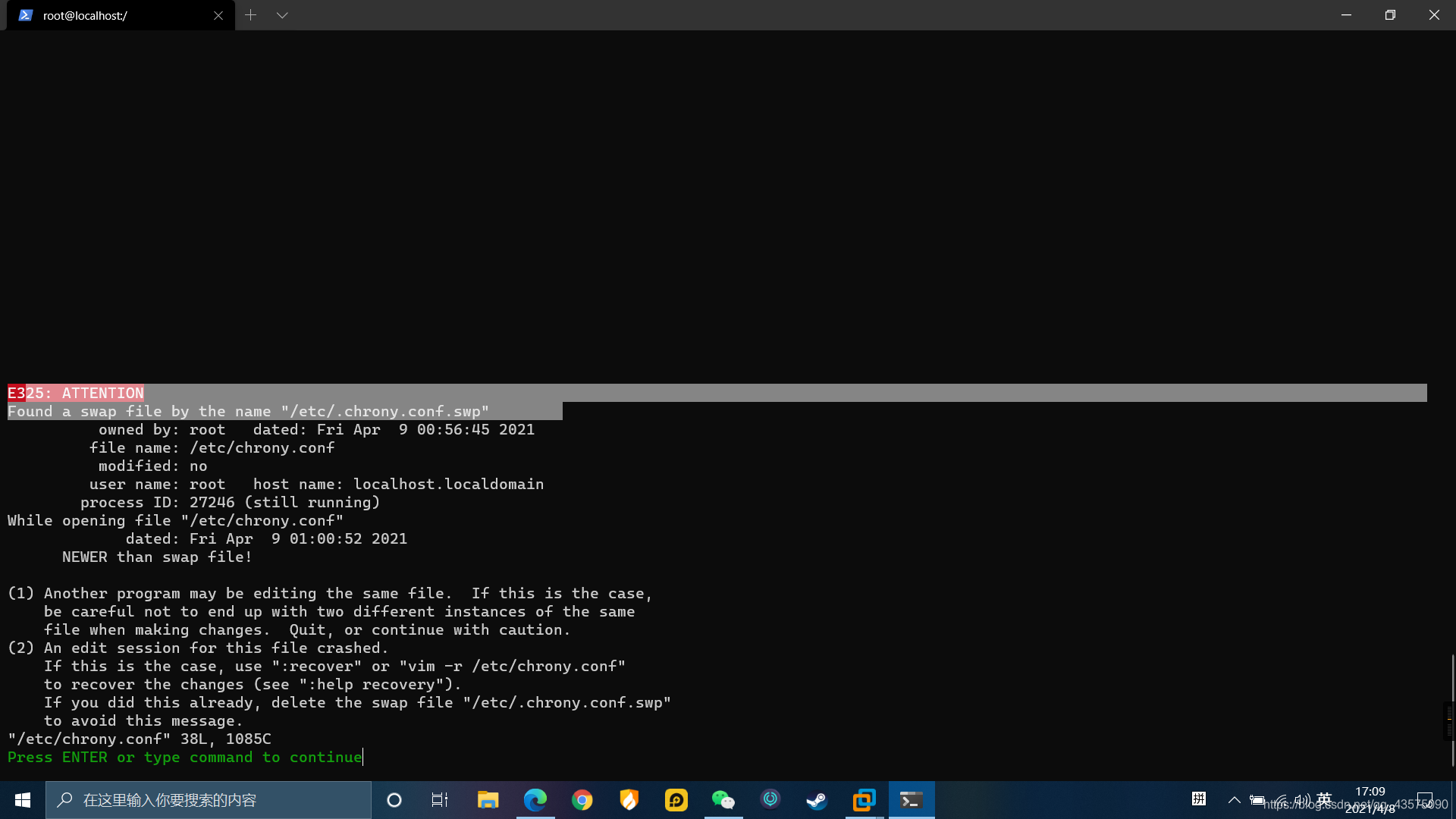 E325 Attention Found A Swap File By The Name “etcnfswp