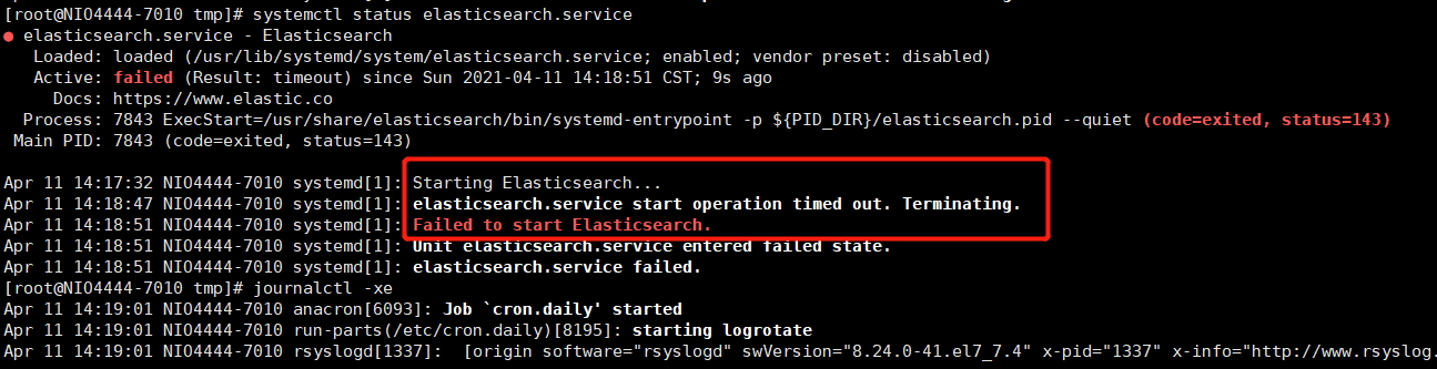 Flink系列：es启动报错，elasticsearch.service start operation timed out. Terminating._sdk.service: start ...