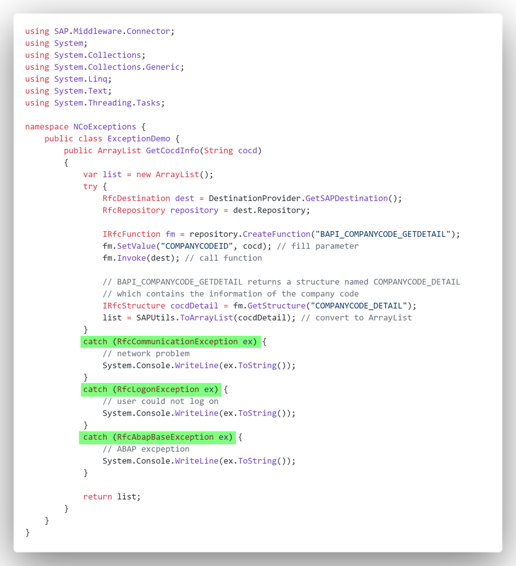 SAP 接口编程之 NCo3.0 系列 (07) : 异常处理_sap.middleware.connector ...