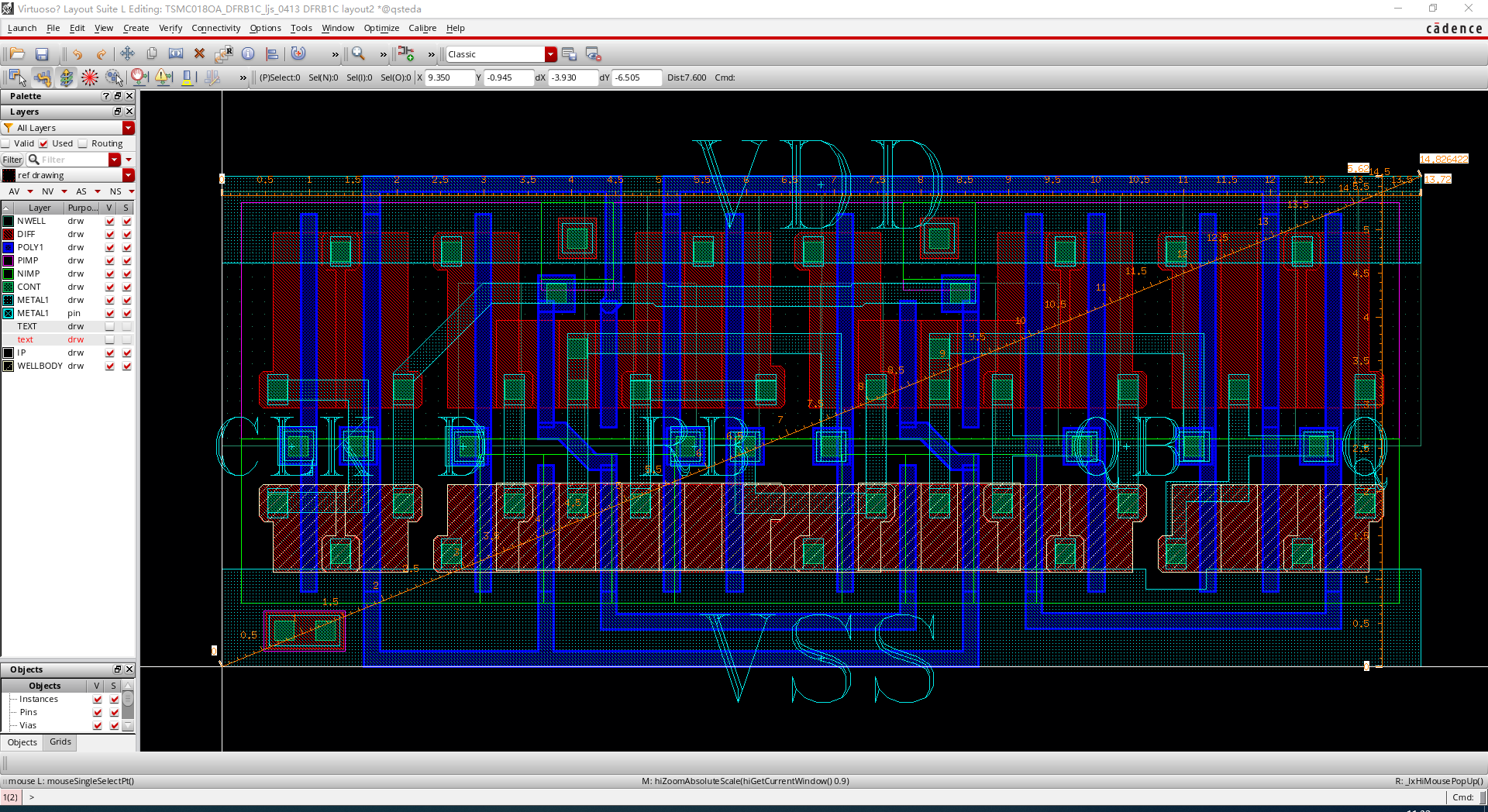 第一个项目：D触发器，DFRB1C。_d触发器版图-CSDN博客